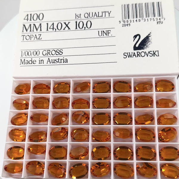 Swarovski Art.# 4100 - Topaz Unfoiled Pointed Back Oval Fancy Stones 1 ...