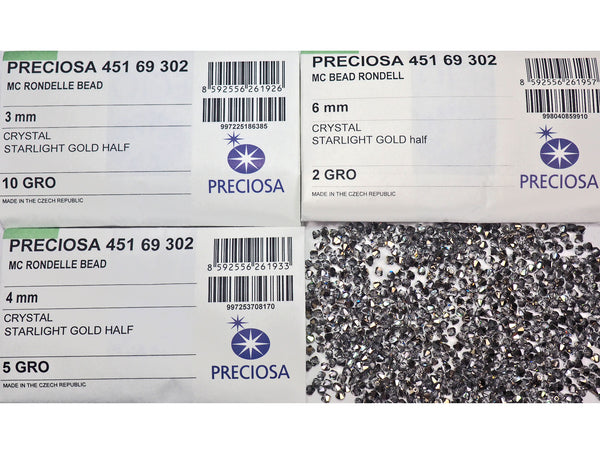 Crystal Starlight Gold (Preciosa color) Czech Glass Beads Machine Cut ...